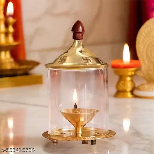 Brass Akhand Deep Diya with Cover for Puja | Deepam Jyot Diya – Tulip ...